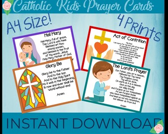Catholic Kids Prayer Cards | Printable | Common Catholic Prayers | Set ...