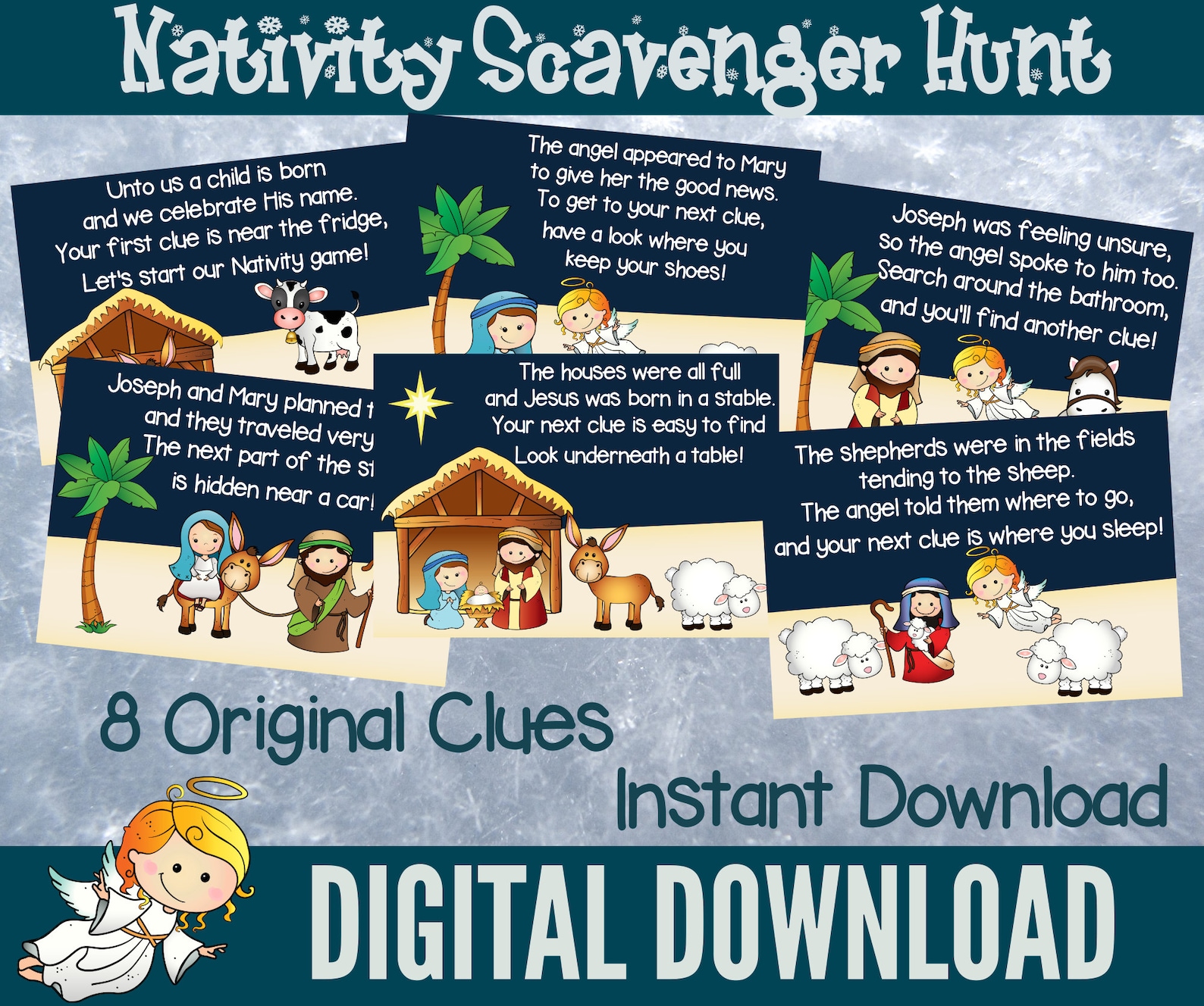 Nativity Scavenger Hunt Clues | Christmas Scavenger Hunt | Christmas ...