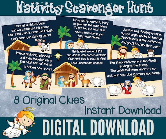 Nativity Scavenger Hunt Clues Christmas Scavenger Hunt - Etsy