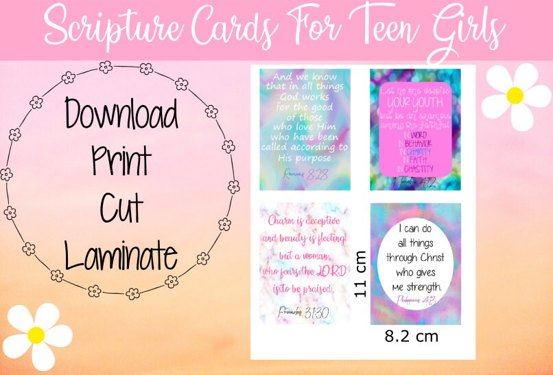 Scripture Cards for Teen Girls | Printable | Best Loved Bible Verses ...