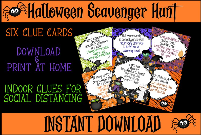 Halloween Scavenger Hunt Clue Cards | Halloween Treasure Hunt Clues ...