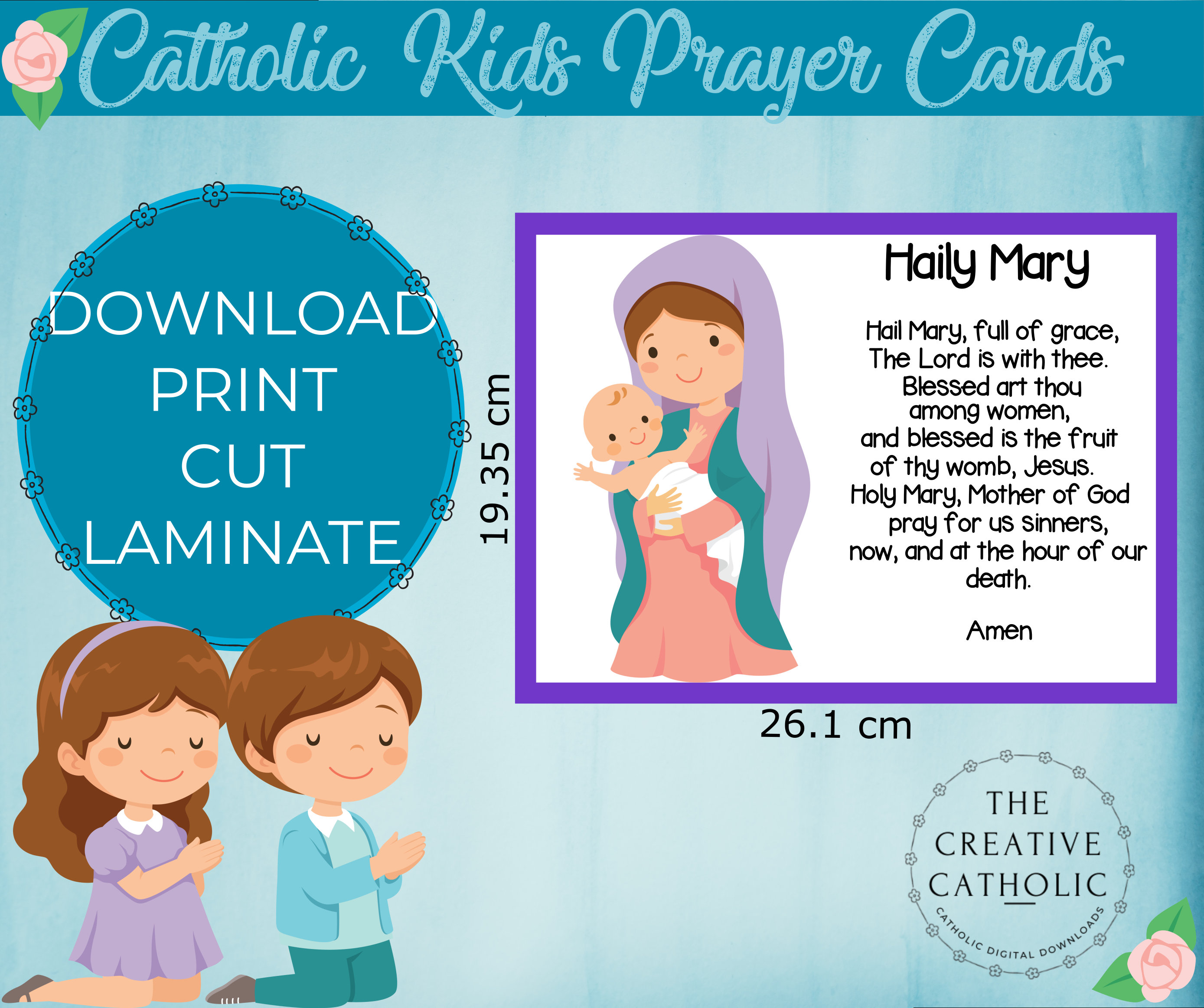 Catholic Kids Prayer Cards | Printable | Common Catholic Prayers | Set ...