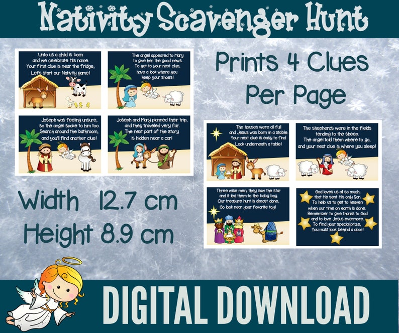 Nativity Scavenger Hunt Clues | Christmas Scavenger Hunt | Christmas ...