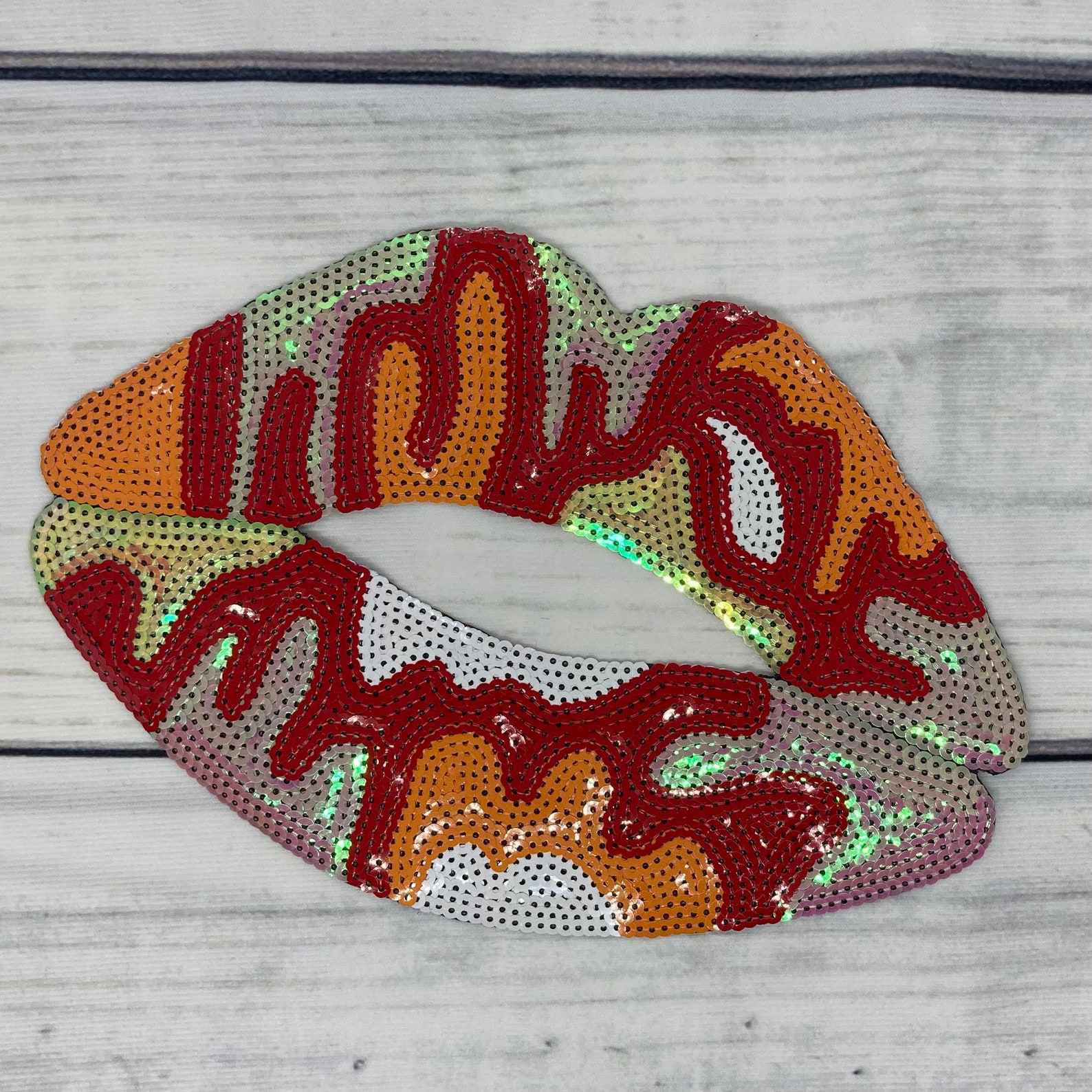 Large Sequin Lips Patch. 70s Retro Glamour. Iron on or Sew on - Etsy UK