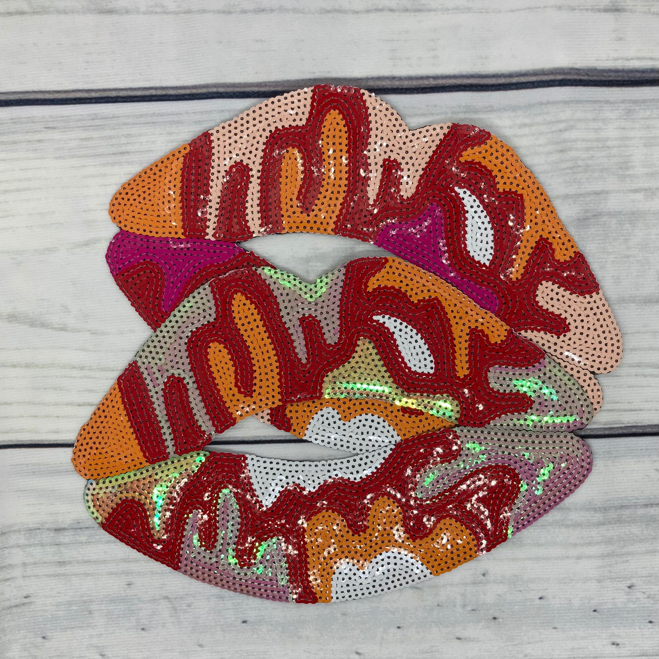 Large Sequin Lips Patch. 70s Retro Glamour. Iron on or Sew on - Etsy UK
