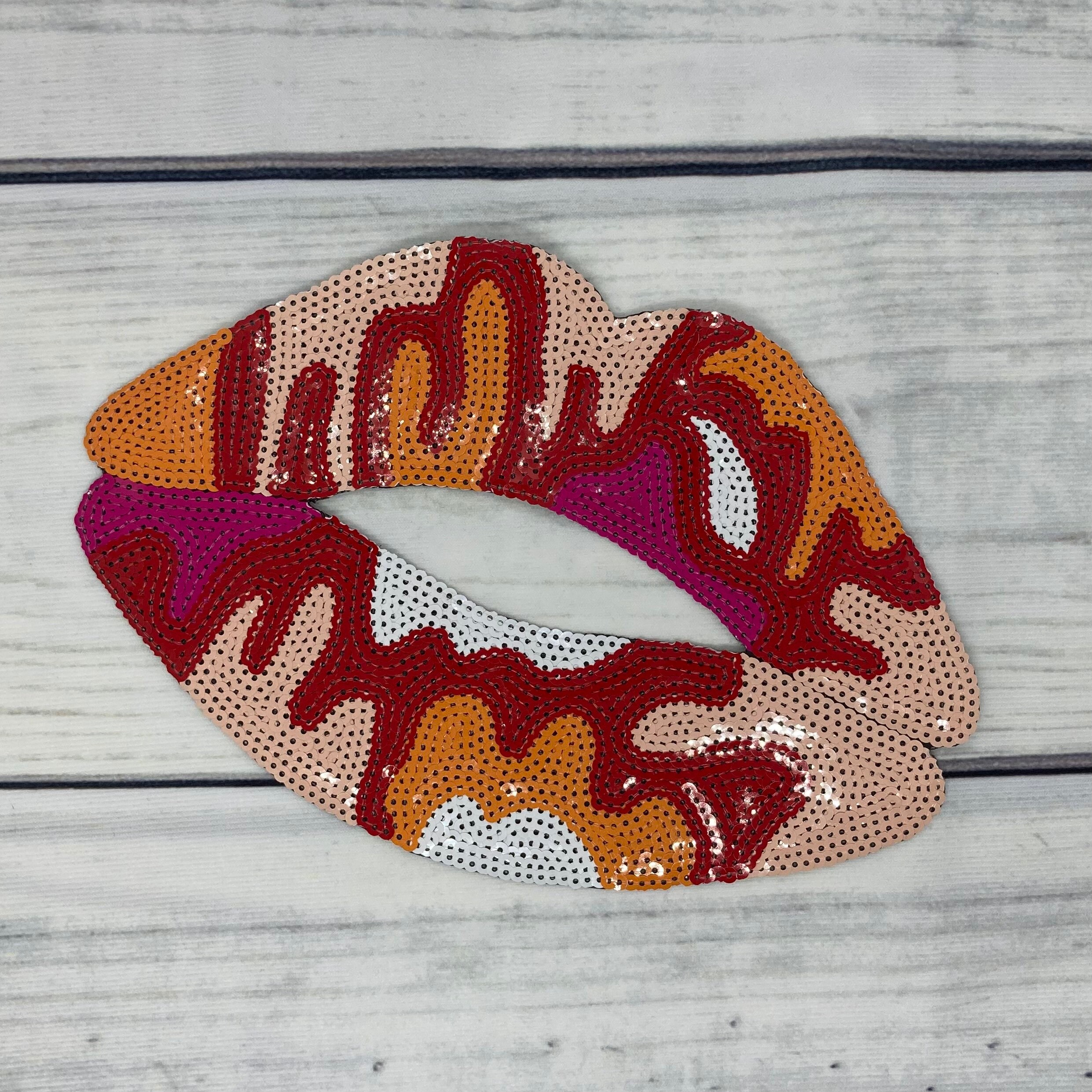Large Sequin Lips Patch. 70s Retro Glamour. Iron on or Sew on - Etsy UK