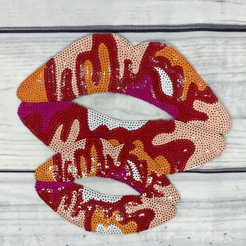 Large Sequin Lips Patch. 70s Retro Glamour. Iron on or Sew on - Etsy UK