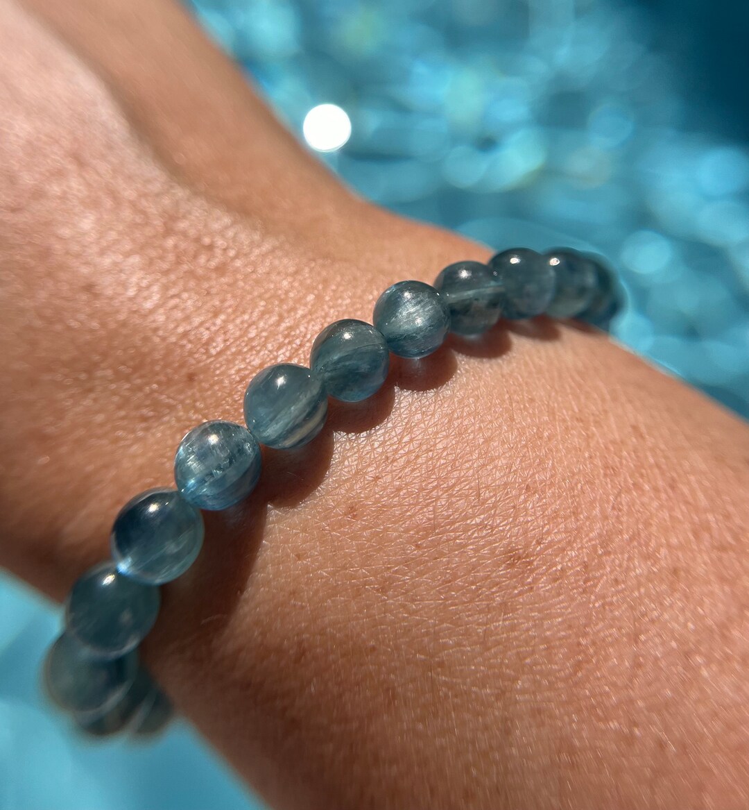Ultra High Quality, Gem Grade Ocean Blue Green Kyanite Bracelet, 6mm, 6 ...