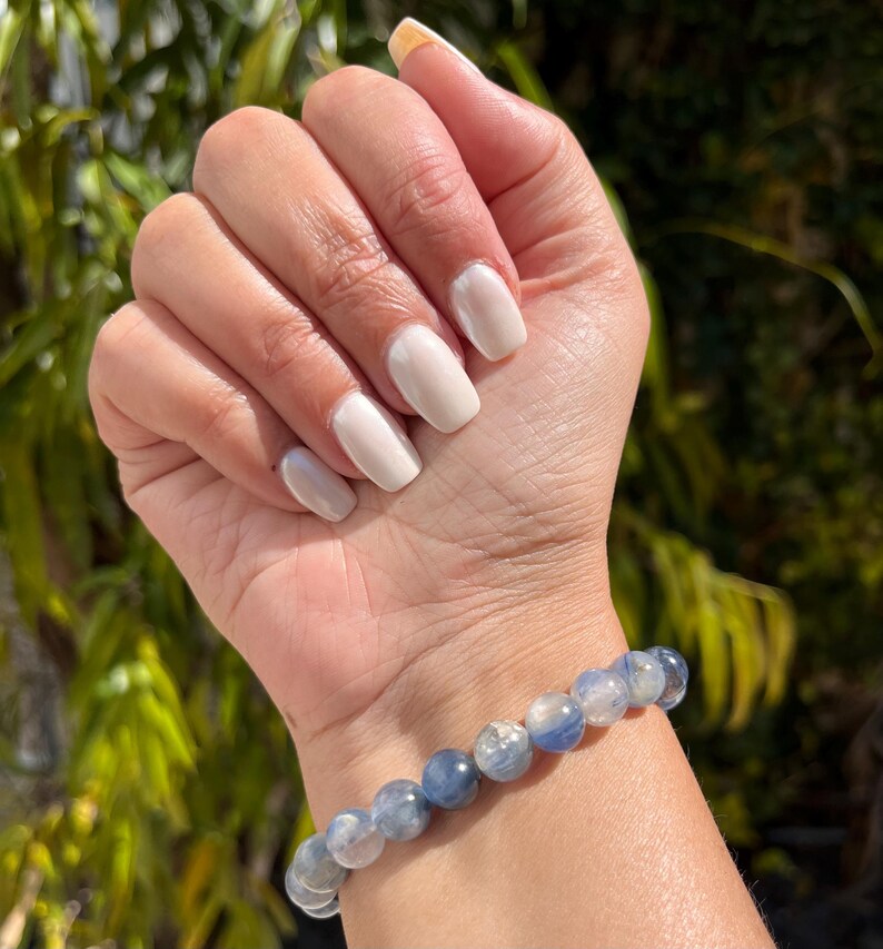 High Quality Blue Kyanite in Quartz Bracelet, 9.5mm, 9mm, 8.5mm, 8mm or ...