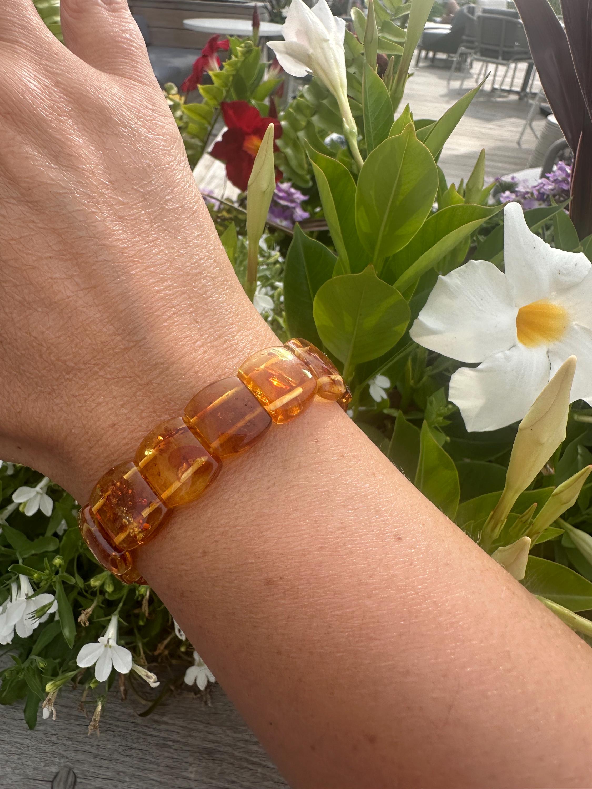 Ultra High Quality Flower Amber Bangle, 15mm or 18mm Width - Etsy