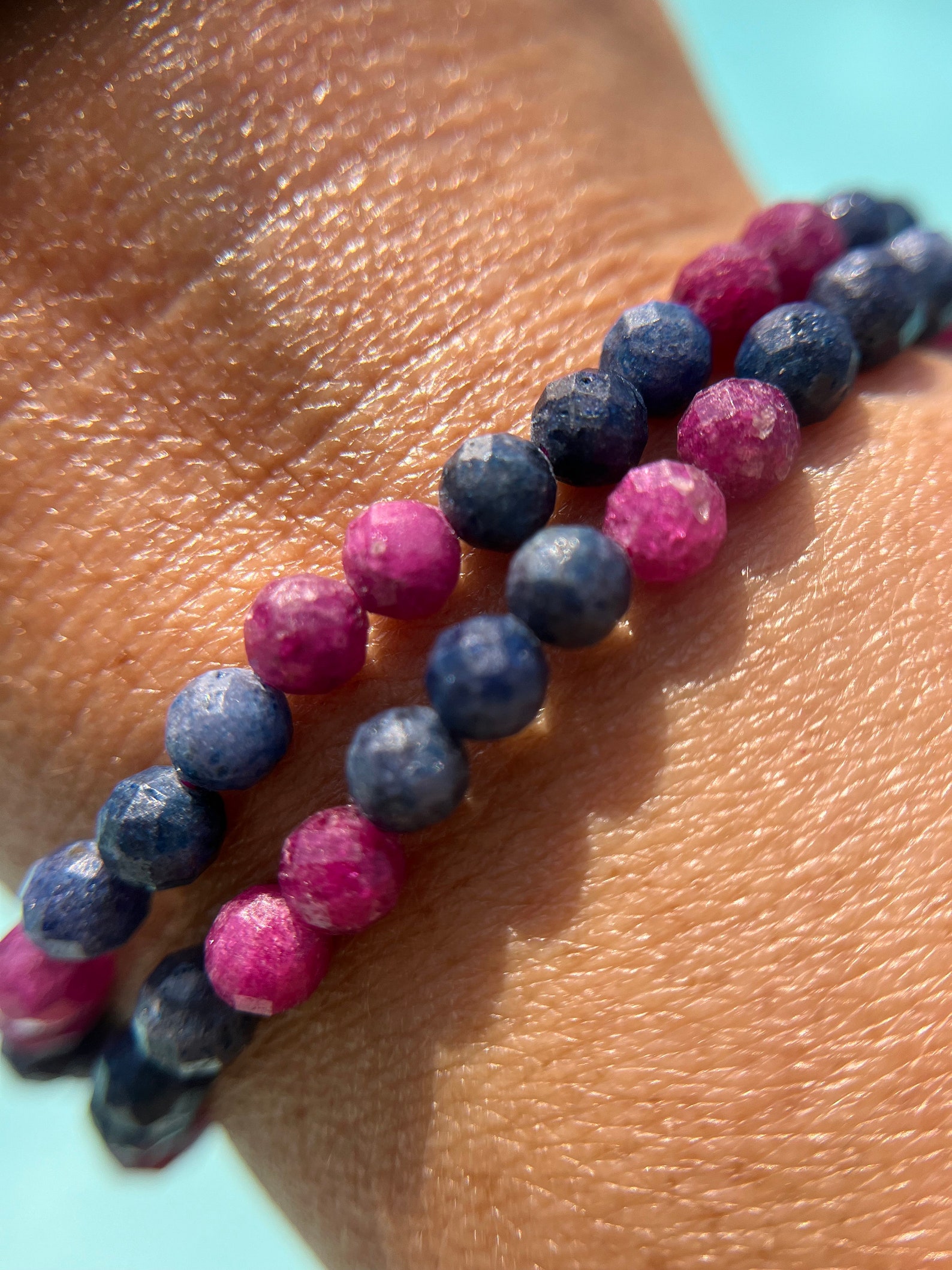 High Quality Faceted Sapphire & Ruby Bracelet, 5mm Beads - Etsy
