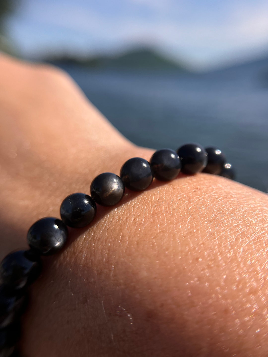 Ultra High Quality Rare Blue Black Devil Aquamarine Bracelet, 7mm, 7 ...
