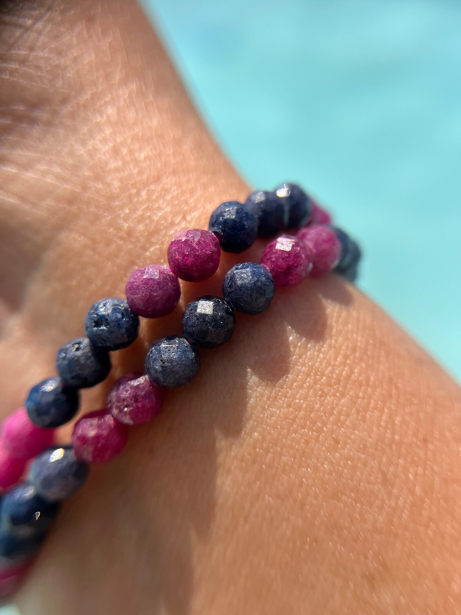 High Quality Faceted Sapphire & Ruby Bracelet, 5mm Beads - Etsy