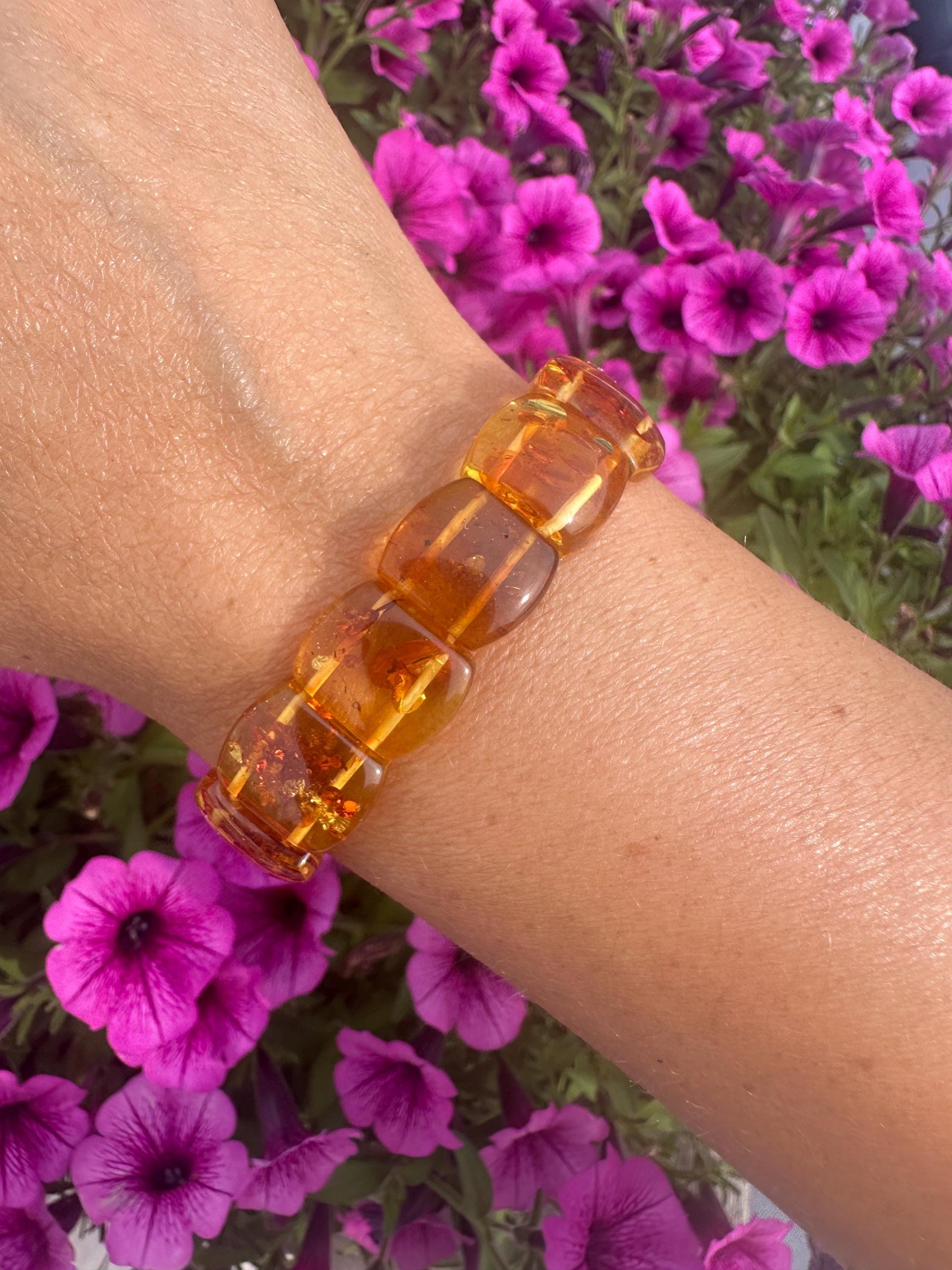 Ultra High Quality Flower Amber Bangle, 15mm or 18mm Width - Etsy