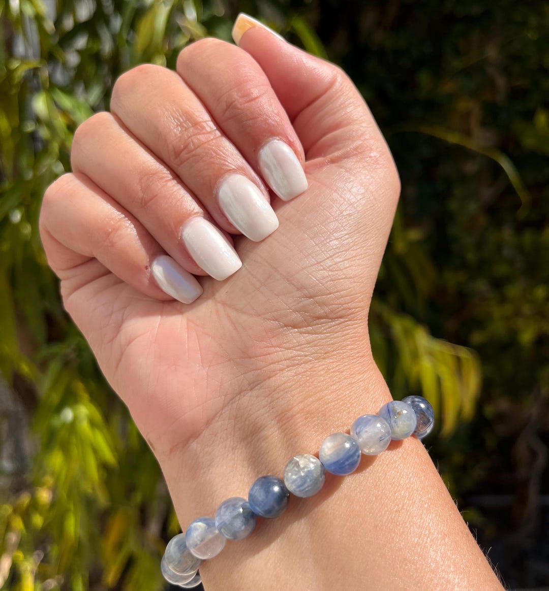 High Quality Blue Kyanite in Quartz Bracelet, 9.5mm, 9mm, 8.5mm, 8mm or ...