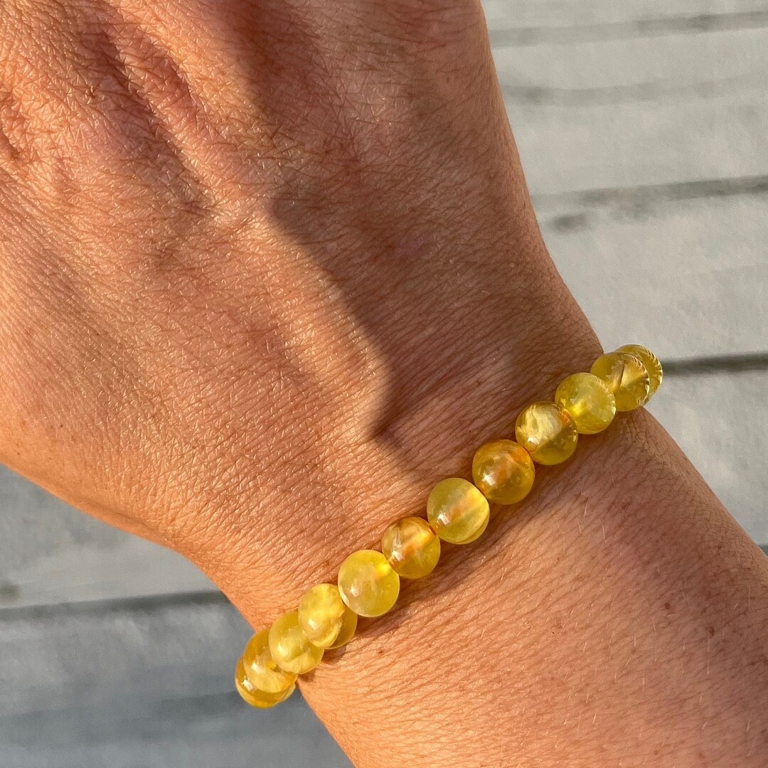 High Quality Gorgeous Rare Golden Prehnite Crystal Bracelet 7.5mm for ...