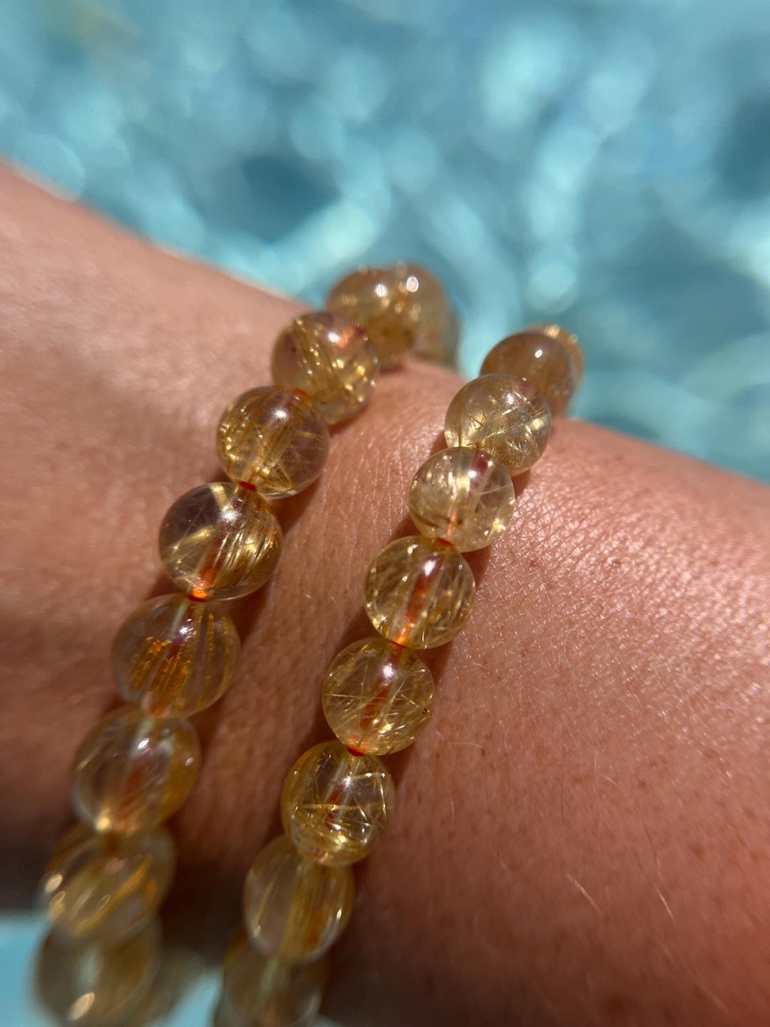 High Quality Golden Rutilated Quartz Bracelet 7.5mm, 8mm or 8.5mm Beads ...