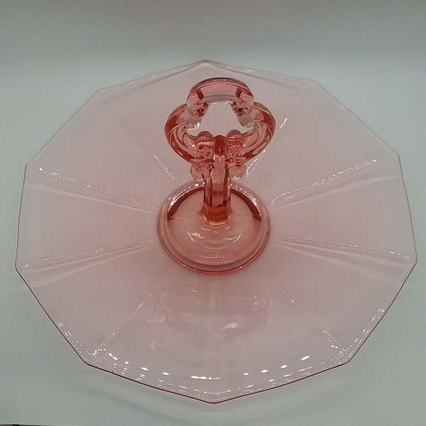 Pink Depression Glass Sandwich Tray - Etsy