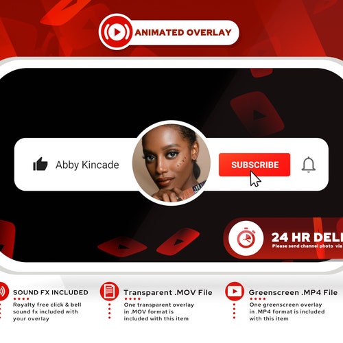 Custom Animated Youtube Subscribe Button Overlay for Intro - Etsy