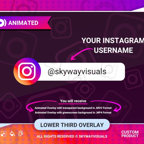 Personalized Custom Animated Instagram Follow Button Overlay - Etsy