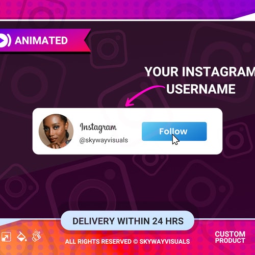 Personalized Custom Animated Instagram Follow Button Overlay - Etsy