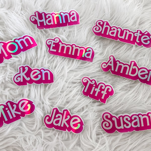 Vinyl Barbie Name Sticker - Etsy