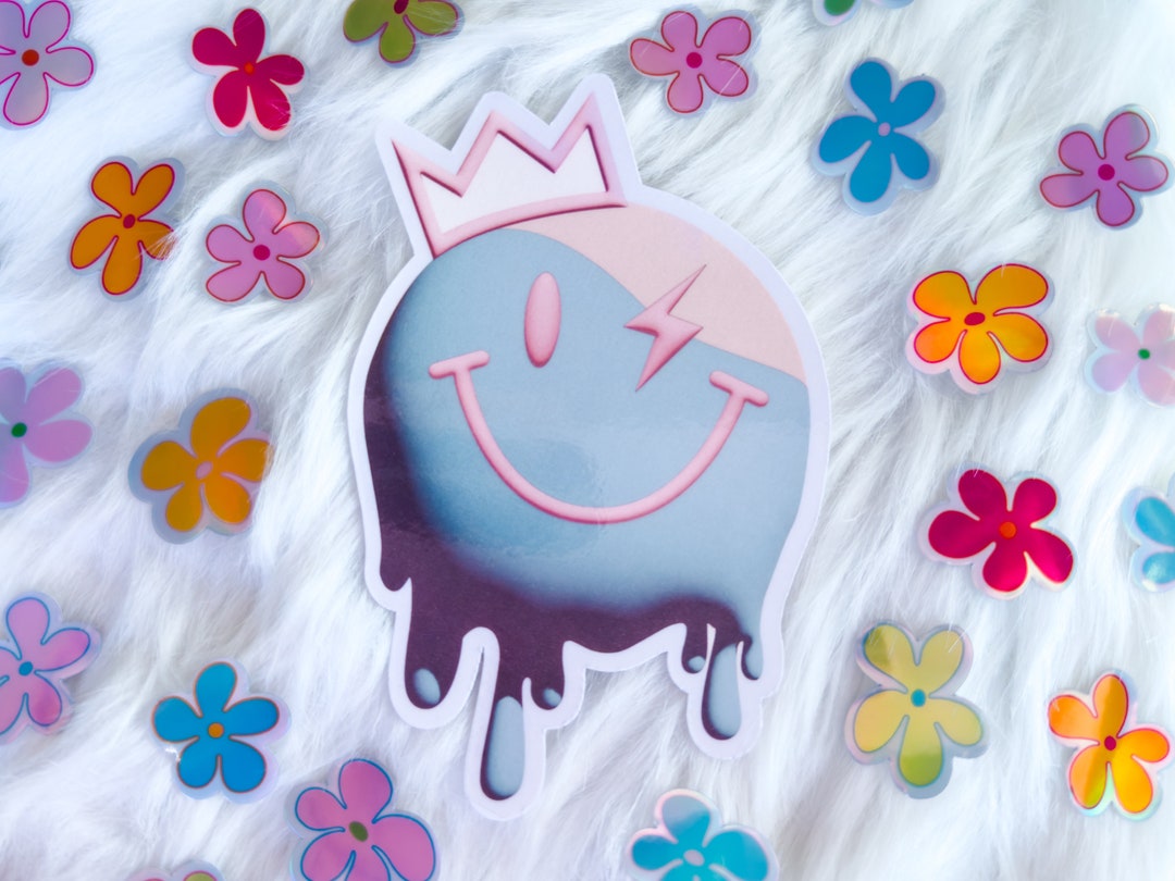 Smiley Aesthetic Sticker Baby Blue Drippy Smiley Face - Etsy