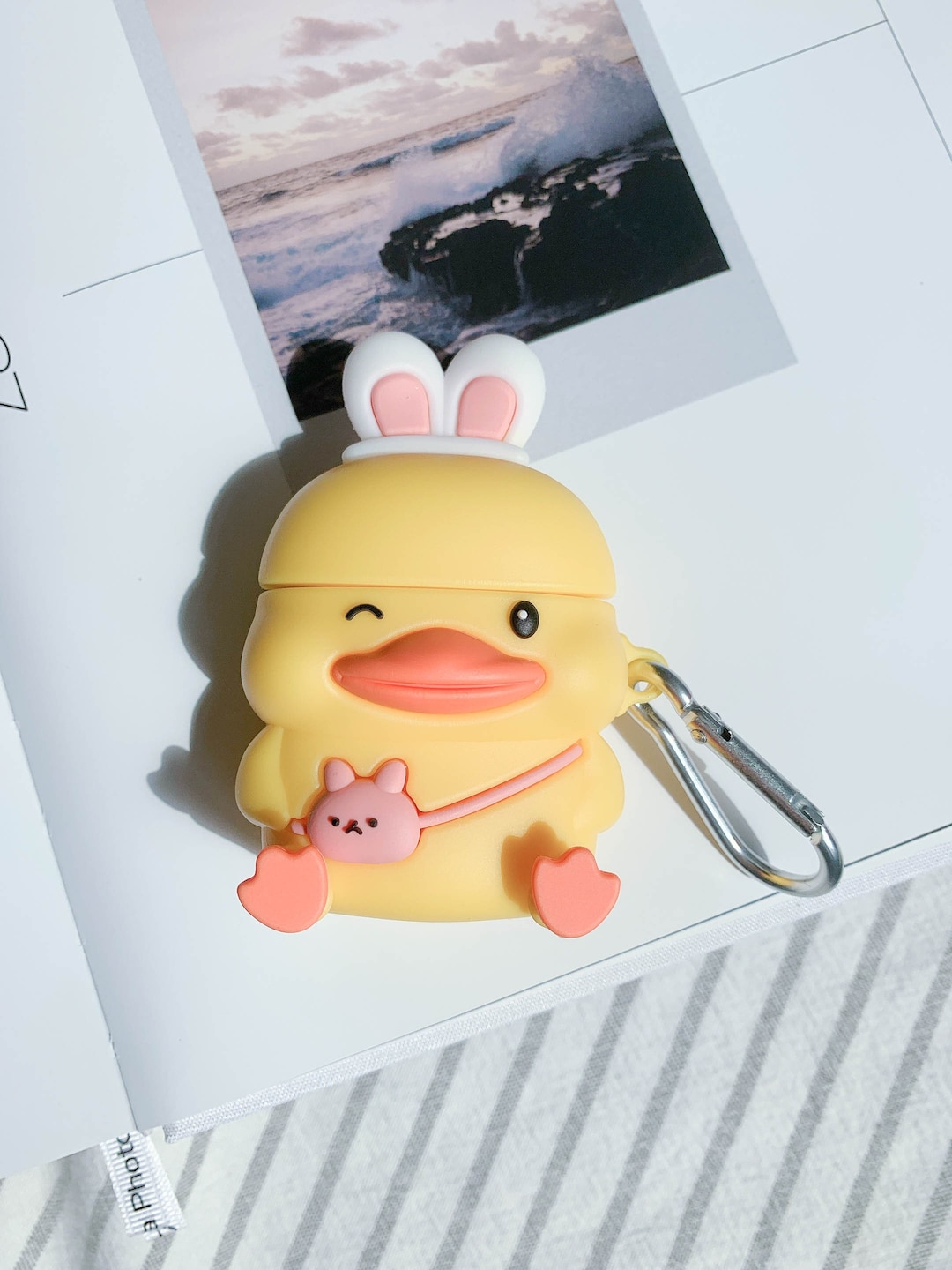 Cute Korean Yellow Duck AirPod Cases With Key Ring - Silicone ...