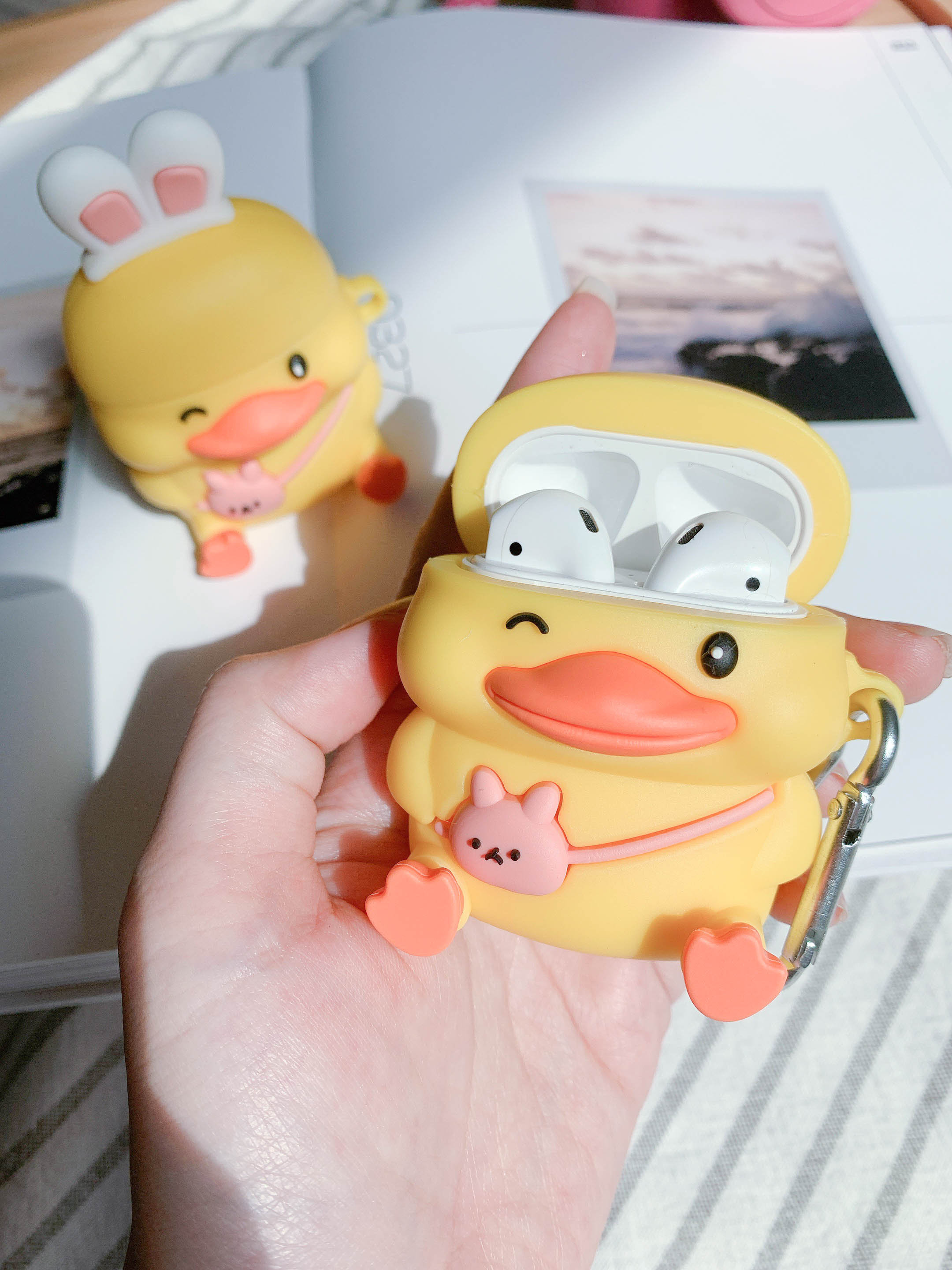 Cute Korean Yellow Duck AirPod Cases With Key Ring - Silicone ...
