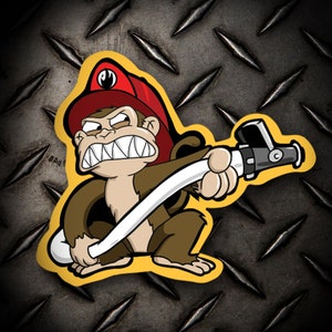 Hose Dragger Monkey | Engine Crew | Car Sticker | Fire Helmet Sticker ...