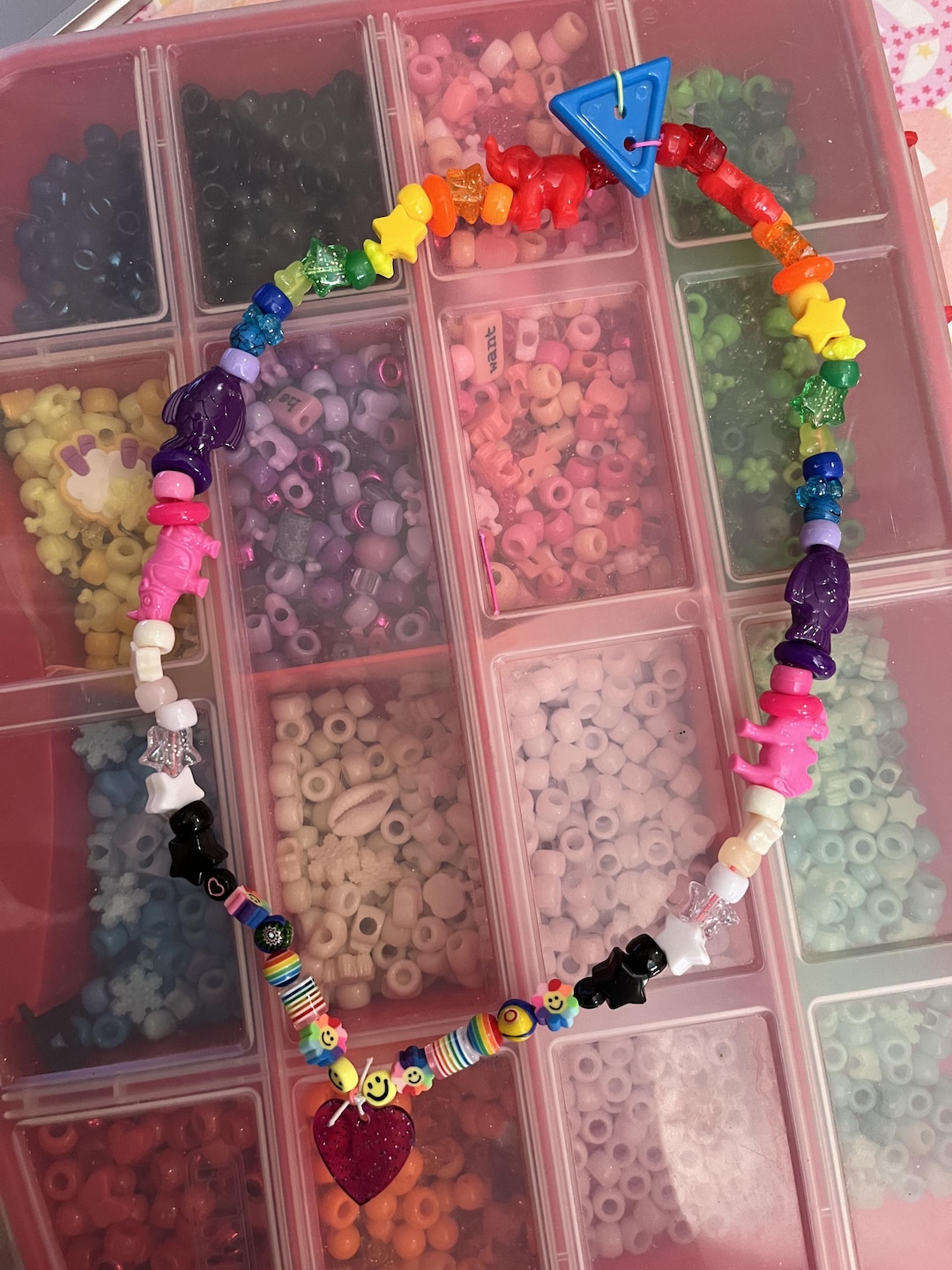 Decora Kidcore Scenecore OOAK Rainbow Kandi Glitter Pendant Necklaces ...