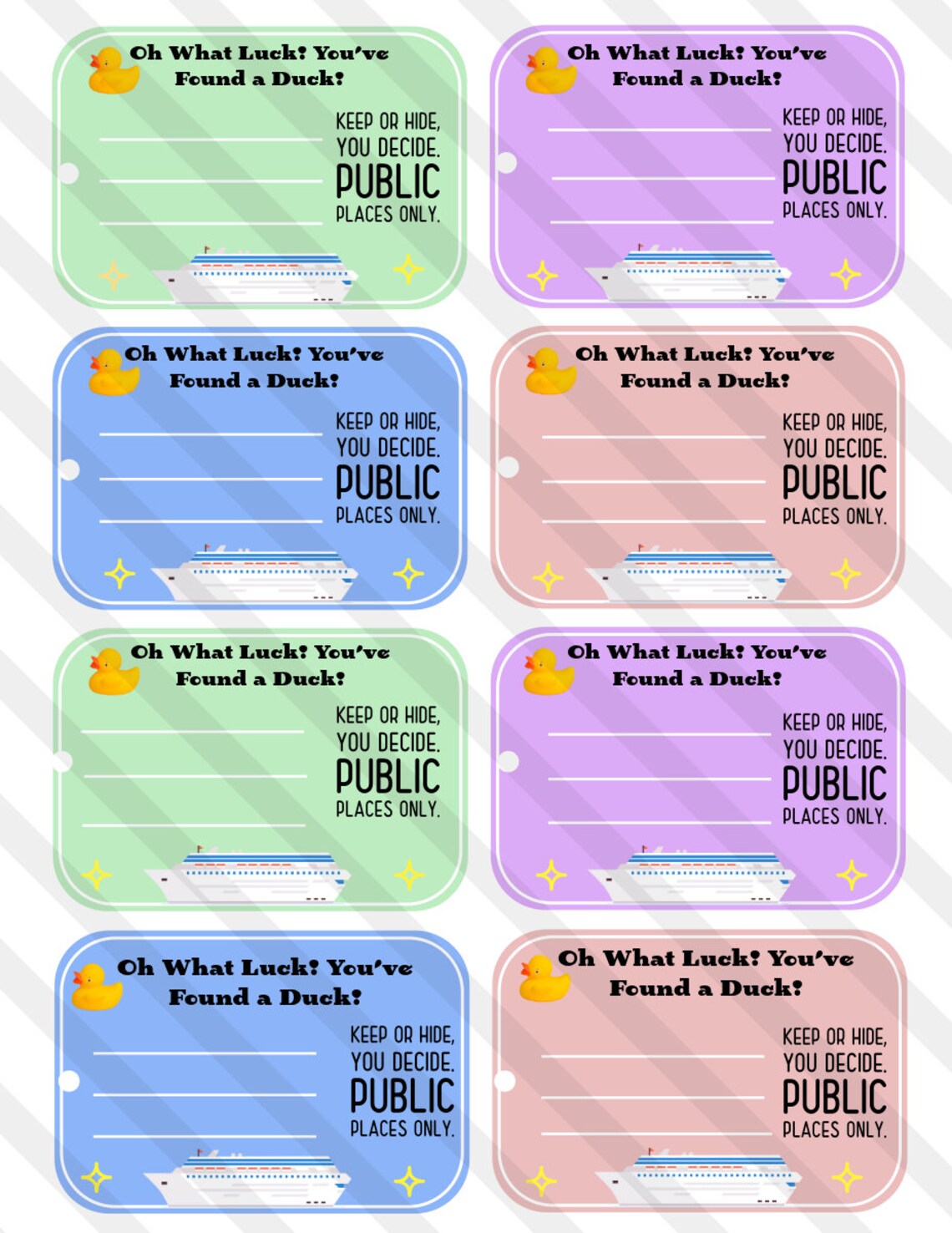 Cruise Duck Tags, You Found A Duck Tag, Cruise Ship Duck Label, Digital ...