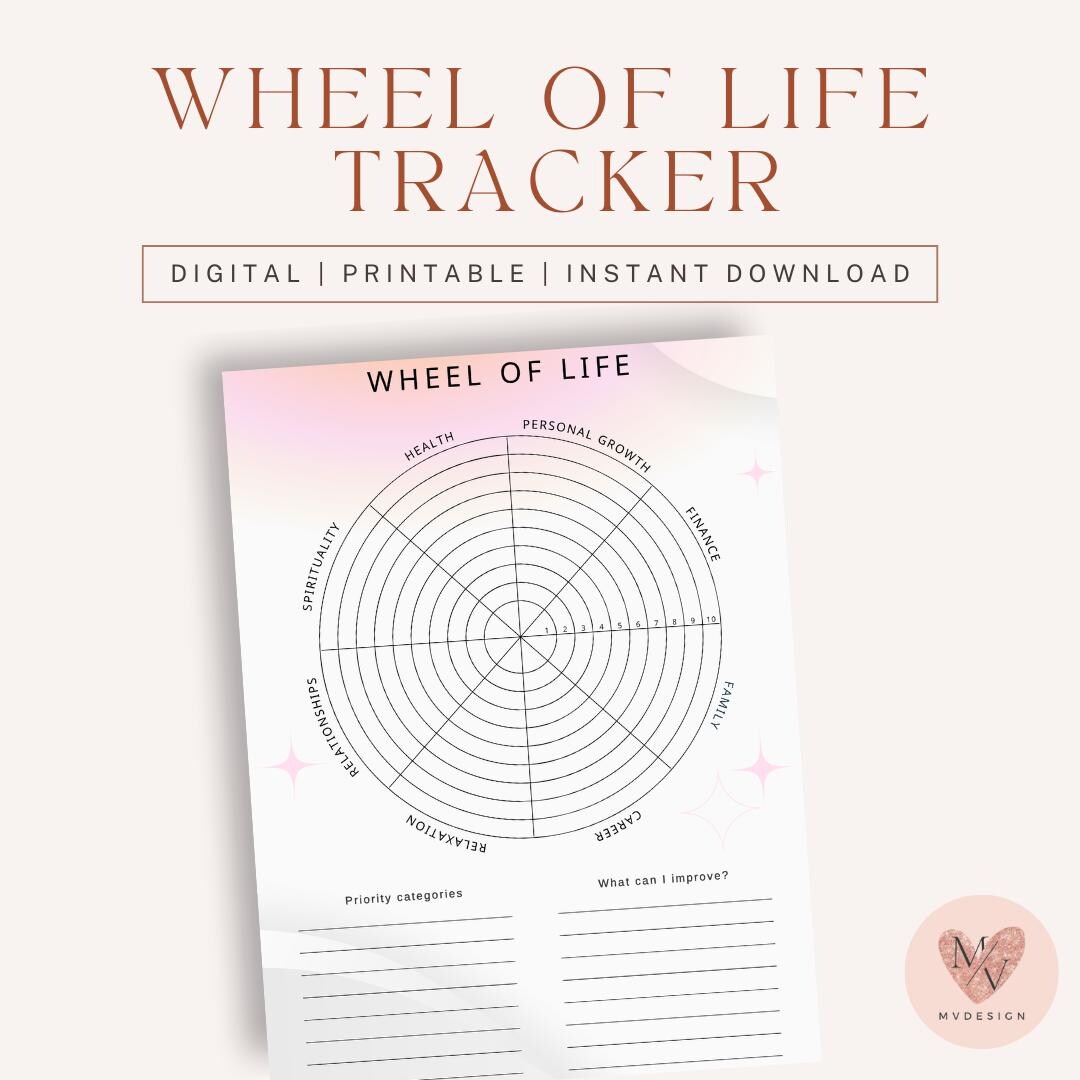 Printable Wheel of Life Tracker | Digital Download | Life Balance ...