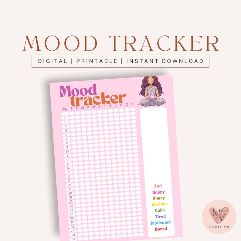 Printable Mood Tracker | Digital Download | Mental Health & Wellness ...