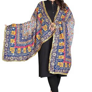 Multi Coloured Dupatta Perfect for All Occasions / Silver / Blue - Etsy
