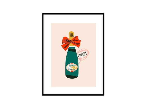 Prosecco Art Print Bar Cart Decor Kitchen Decoration - Etsy