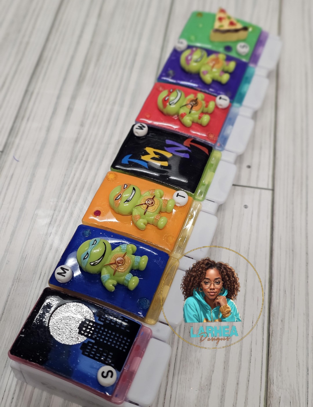 Turtle Ninjas Pill Organizer|kawaii 7-day Pill Organizer|cartoon Themed ...