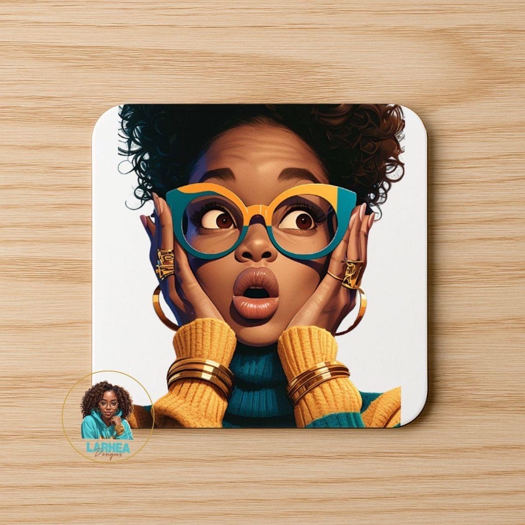 Oopsie Decal Print|afrocentric Pop Art Coasters: Glam Diva Black Art ...