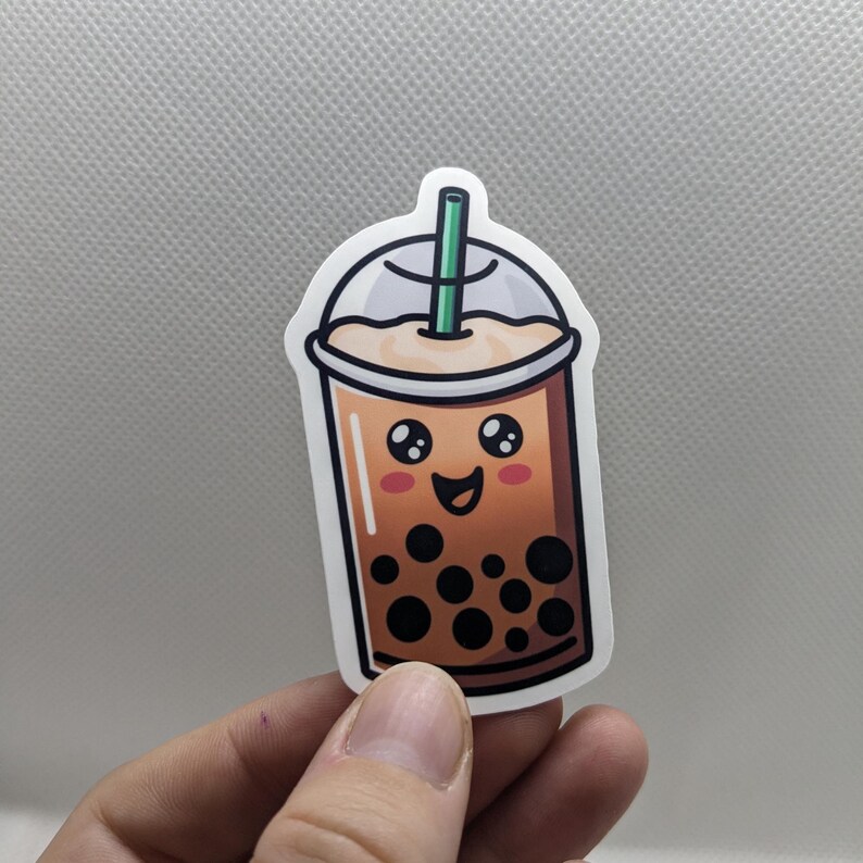 Boba Tea Vinyl Sticker - Cute Treat | Glossy Water Resistant - Cute ...