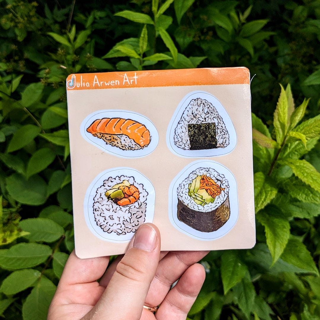 Sushi & Onigiri Realistic Sticker Sheet | Glossy Water Resistant Vinyl ...