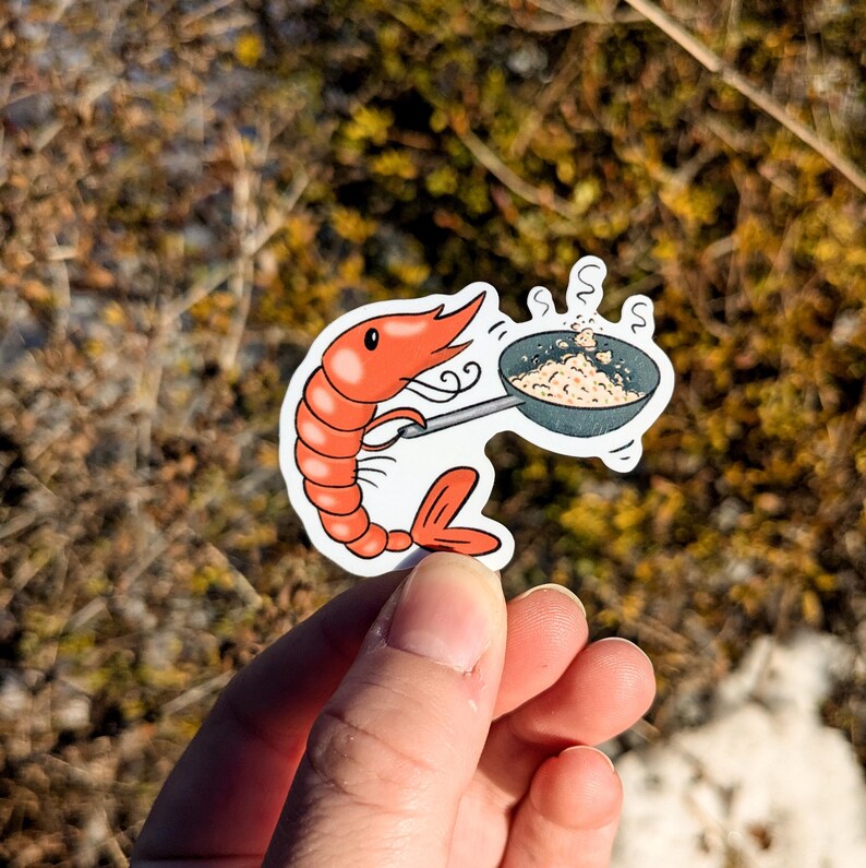 Shrimp Fried Rice Vinyl Sticker| Glossy Water Resistant - Cute Decal ...