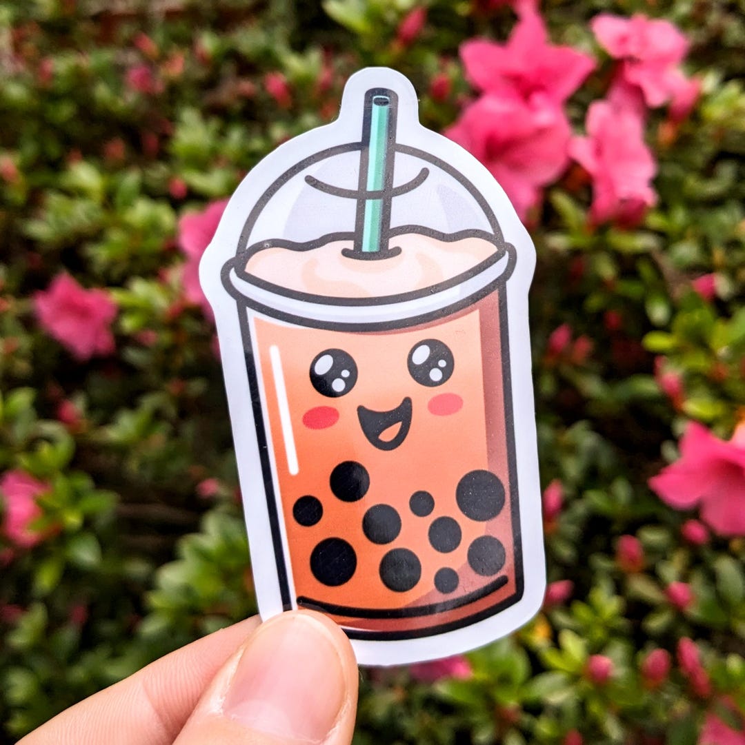 Boba Tea Vinyl Sticker - Cute Treat | Glossy Water Resistant - Cute ...