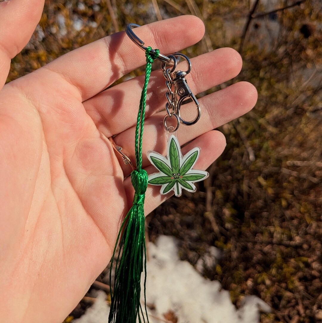 Weed Leaf Keychain - Kawaii | Handmade - Great for Backpacks, Purses ...