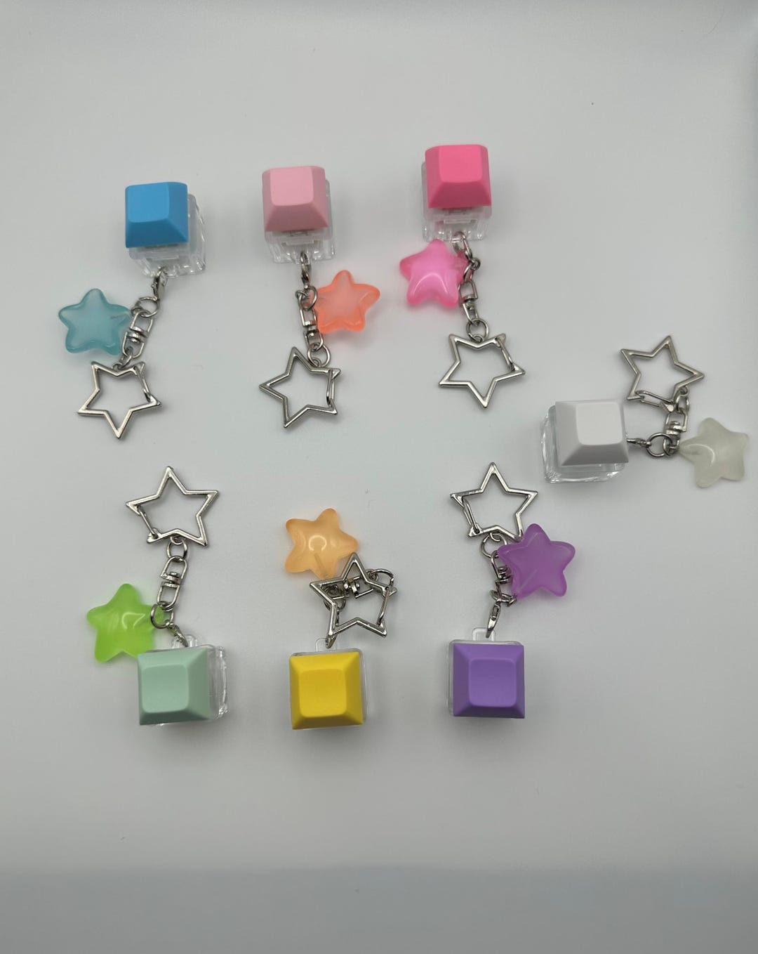 Clicky Keyboard Key Keychain With Resin Glow-in-the-dark Star | Fidget ...