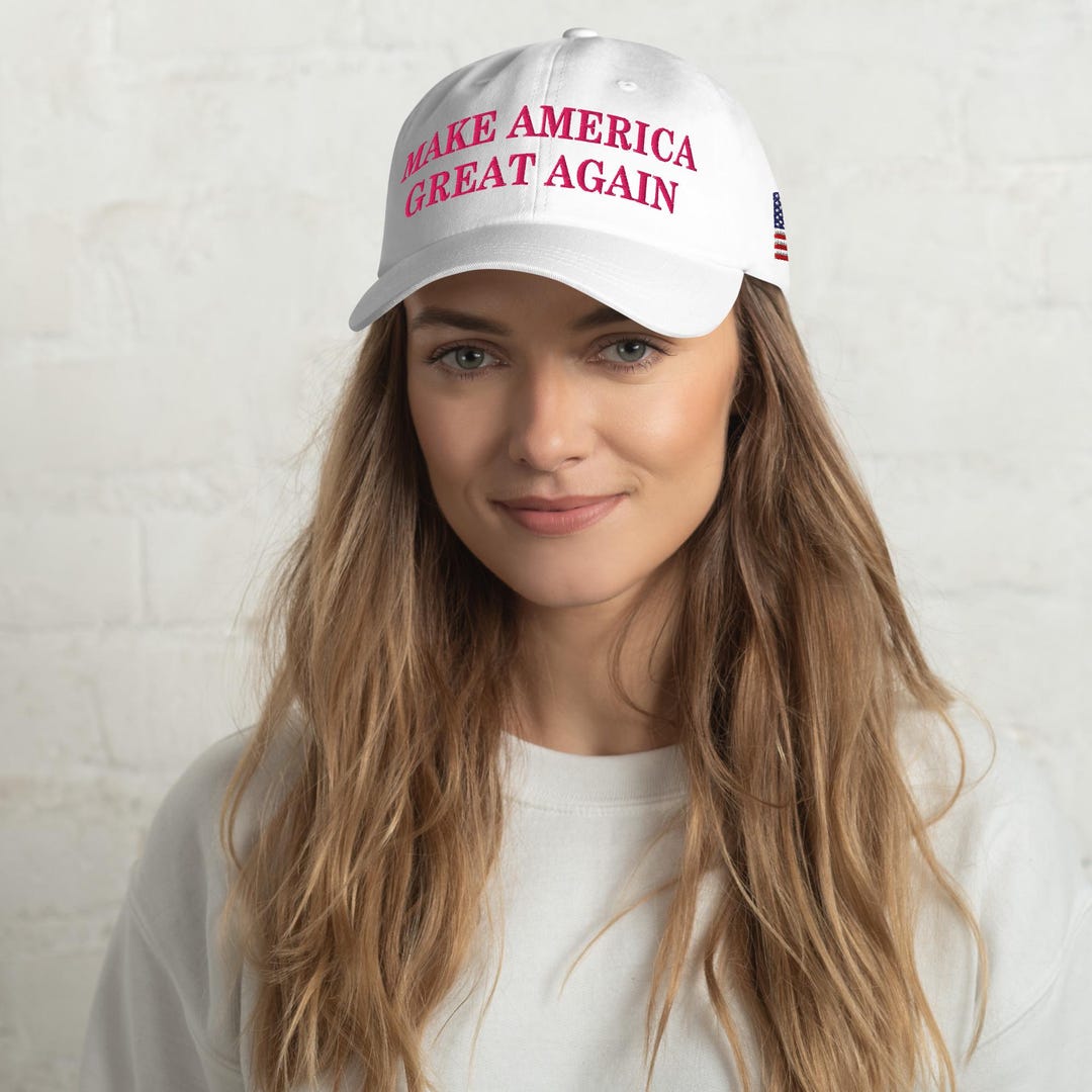 Trump 2024 MAGA Hat for Women, Embroidered Bright Pink on White Cap - Etsy