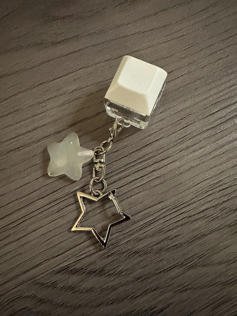 Clicky Keyboard Key Keychain | Glow-in-the-dark Resin Star Fidget Toy ...