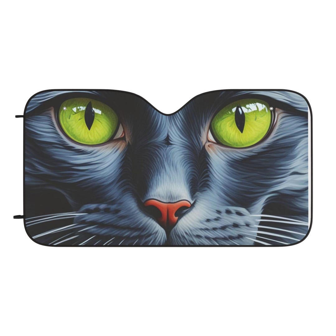 Car Sun Shade Huge Black Cat Green Eyes Great Gift Spooky Cat Lovers - Etsy