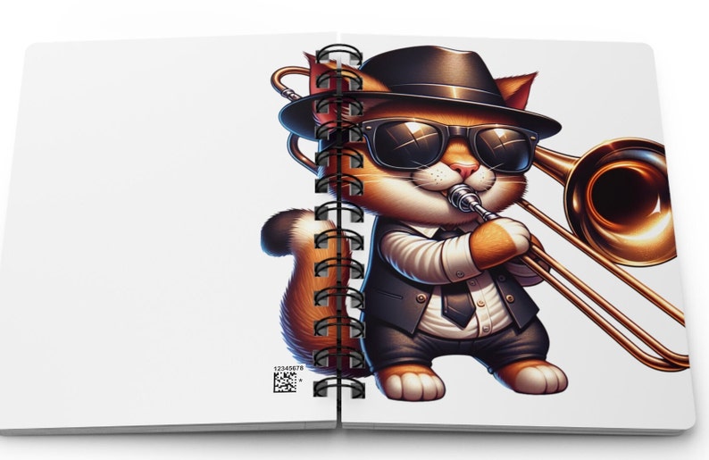 Jazz Cat Rock and Roll, Music, Trombone , Guitar, Street Art Spiral ...