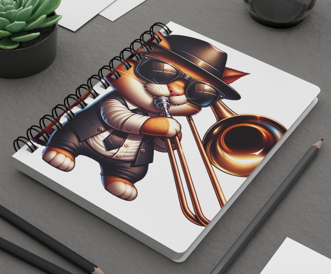 Jazz Cat Rock and Roll, Music, Trombone , Guitar, Street Art Spiral ...