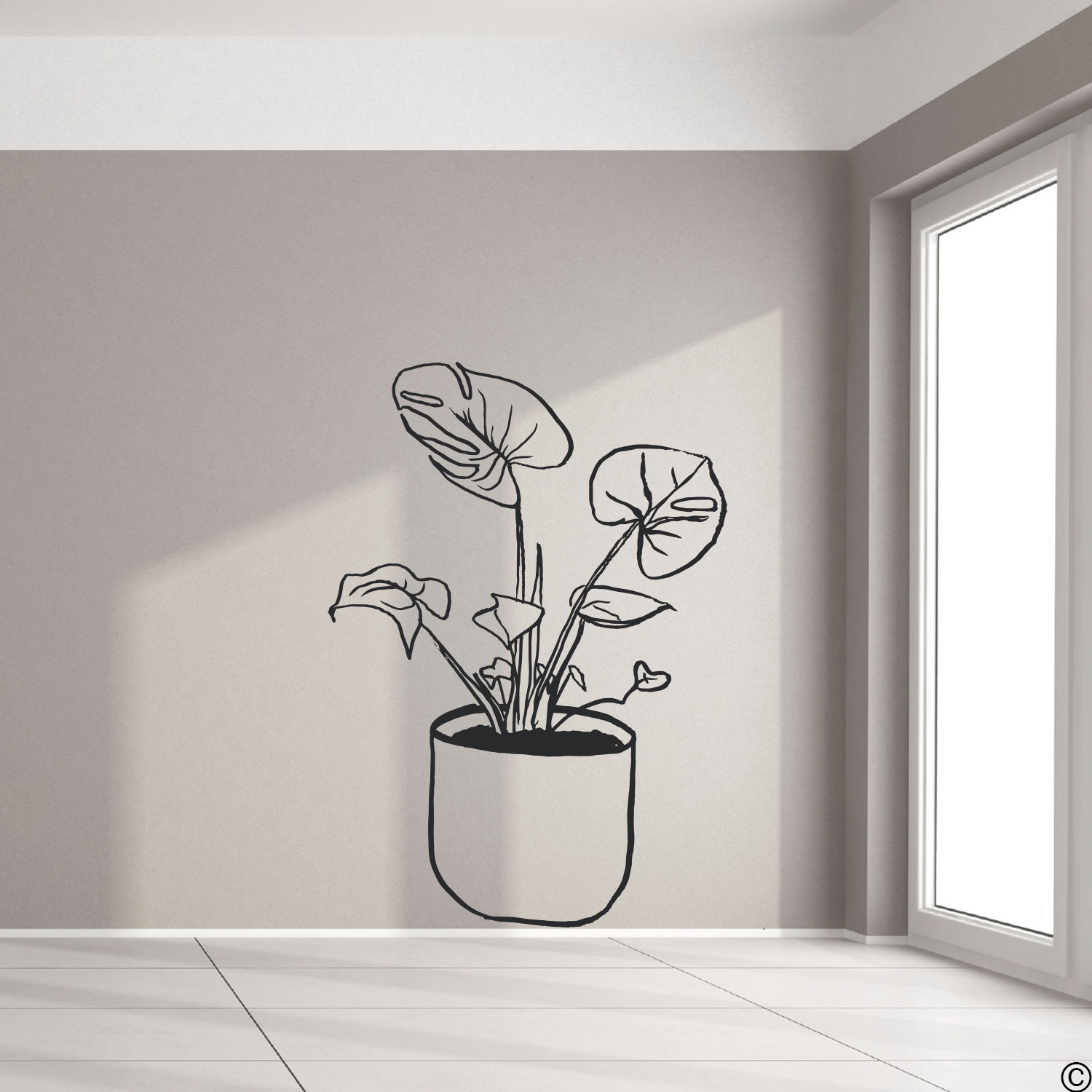 Hand Drawn Young Swiss Cheese Potted Plant Wall Decal Modern - Etsy